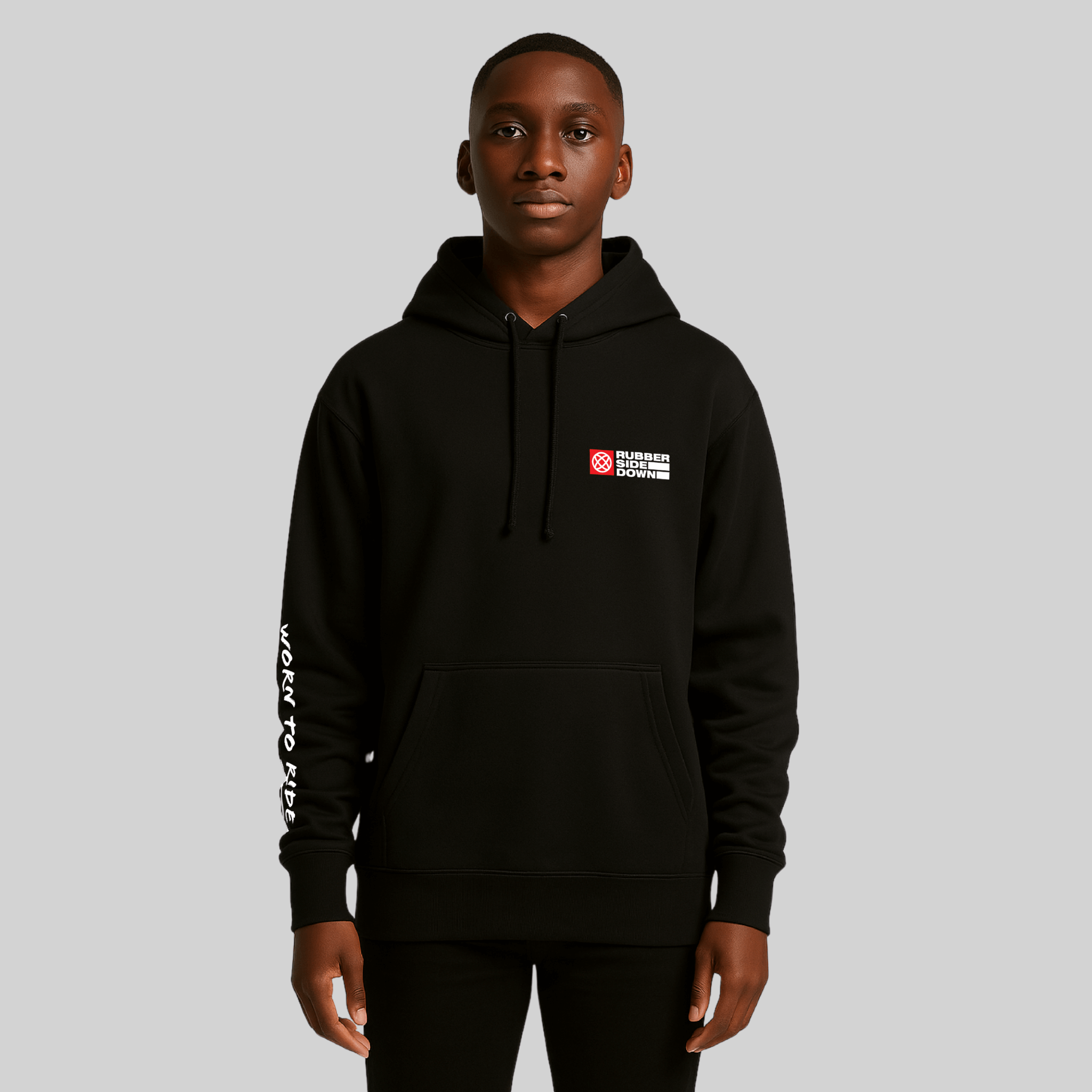 Iconic Hoodie - Black – Rubber Side Down Global