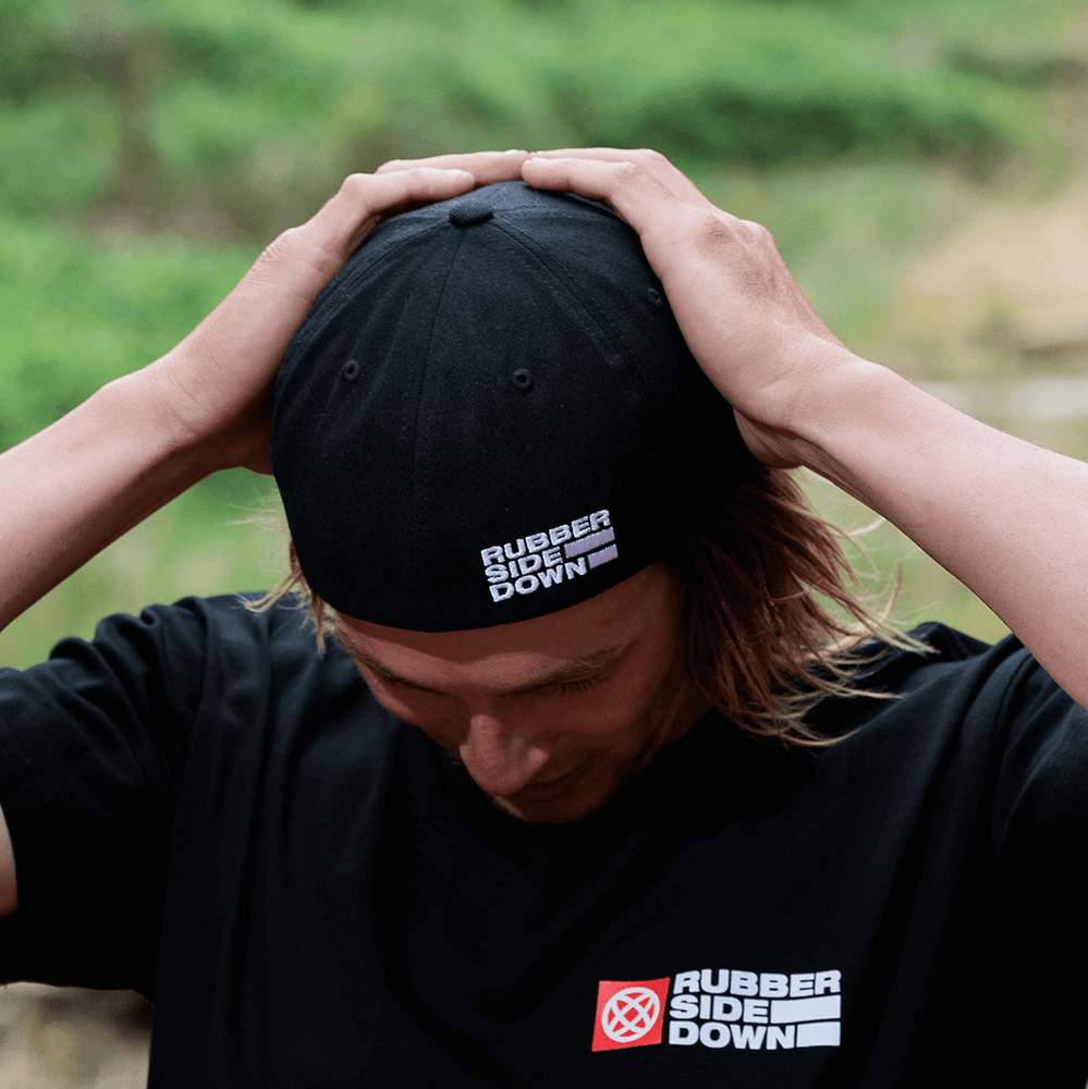 Legacy Grey on Black Flexfit Cap – Rubber Side Down Global